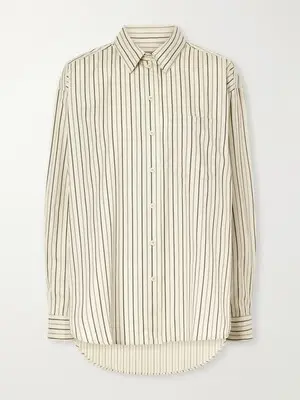 JAMIE HALLER The Essential Drop-tail Striped Cotton-poplin Shirt