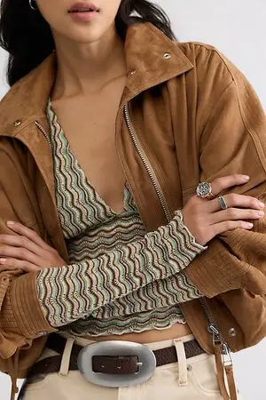 Free People Ashton Long Sleeve Top At - Peach Combo