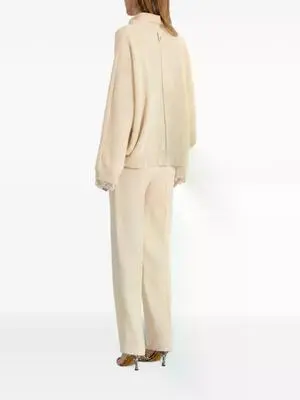 Alberta Ferretti Lace-trim High-neck Sweater