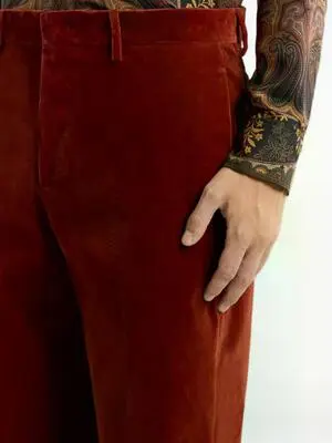 Etro Plain-coloured Straight-leg Cotton Velvet Trousers