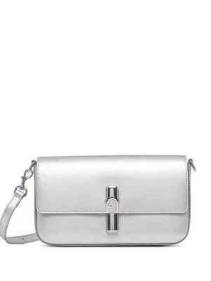 Furla Small Iride Metallic Leather Cross Body Bag - Silver