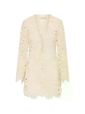 Anjuna Macramé V-neck Mini Dress - Neutrals