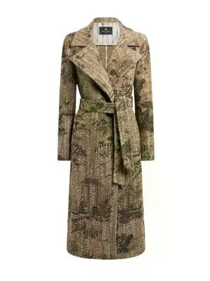 ETRO Bouclé Wrap Coat With Flower And Animal Motif