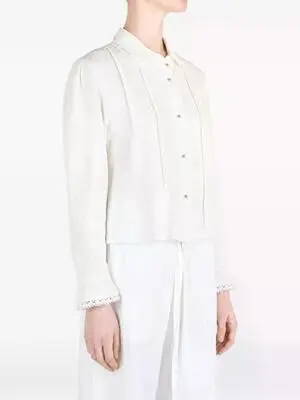 ANN DEMEULEMEESTER Isaka Lace-trimmed Pintuck-detail Shirt - Neutrals