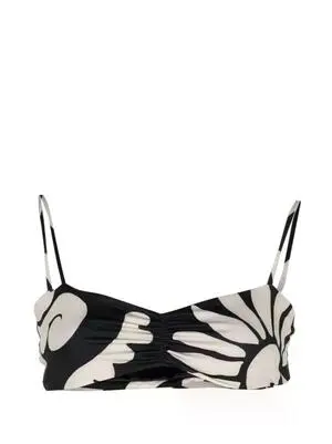CALA DE LA CRUZ Abstract-print Ruched Bikini Top
