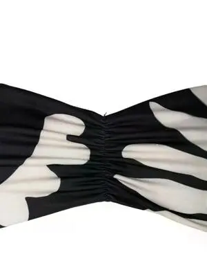 CALA DE LA CRUZ Abstract-print Ruched Bikini Top