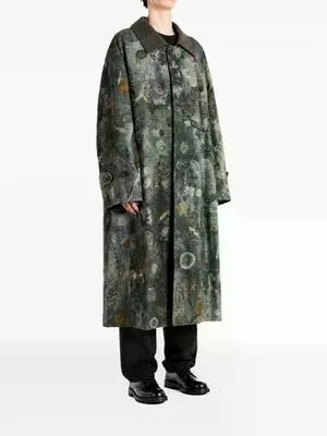 ZIGGY CHEN Abstract-print Contrast-collar Coat