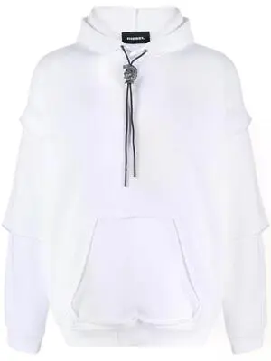 DIESEL® Layered Drawstring Hoodie - White