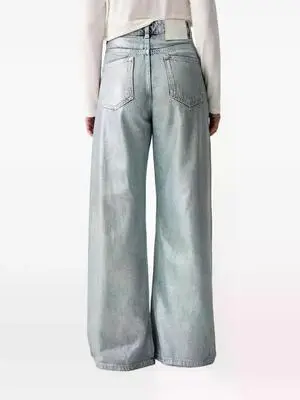 Sisley Metallic Wide-leg Jeans - Blue