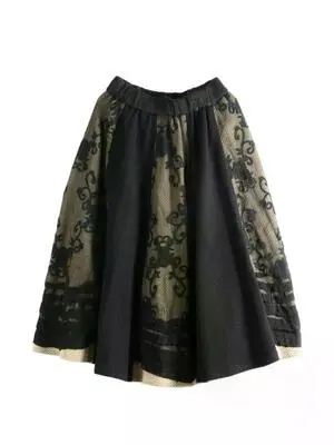 COMMUNS Floral-embroidered Panelled Midi Skirt