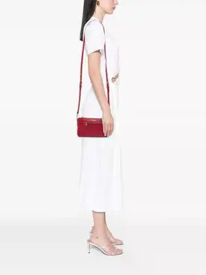 Prada 2013-2026 Saffiano Lux Front Pocket Crossbody Bag - Red