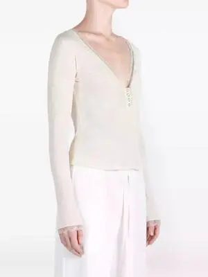 Free People Cardigen Lace-trim Ribbed-knit Top