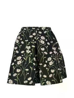 Giambattista Valli Daisy-print Pleated Mini Skirt - Black