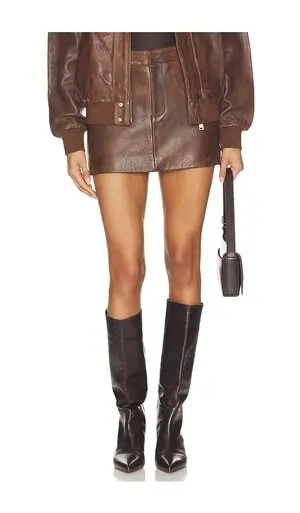 SEROYA Torrance Leather Mini Skirt