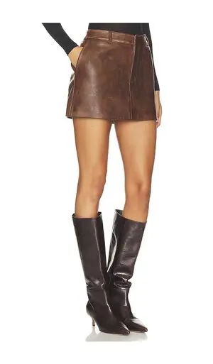 SEROYA Torrance Leather Mini Skirt
