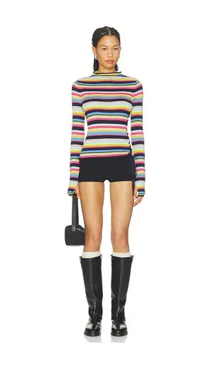 Frankies Bikinis Adele Knit Mock Neck Blouse