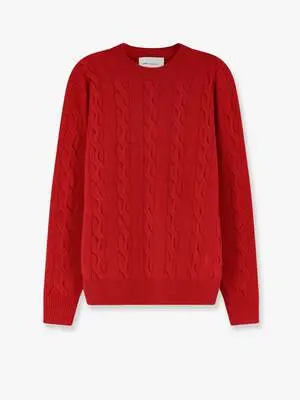 AMI Paris Wool Sweater With Cable Knit - Red