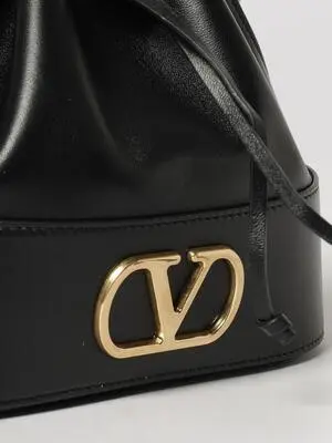 Valentino Garavani Vlogo Signature Mini Leather Bucket Bag With Chain Strap - Black