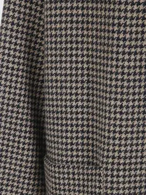 DANIELA GREGIS Houndstooth Wool Single-breasted Short Coat