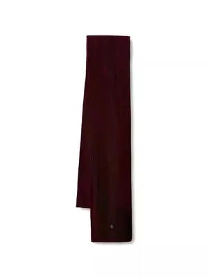 MOS MOSH Mmtova Ribbed-knit Logo-plaque Scarf - Red