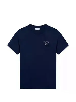 Maison Labiche Popincourt Embroidered Organic-cotton T-shirt - Blue