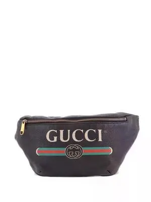 Gucci Logo Printed Leather Medium Belt Bag - Black
