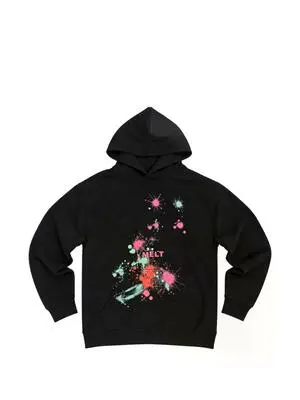 MELT Logo-print Paint-splatter Hoodie - Black