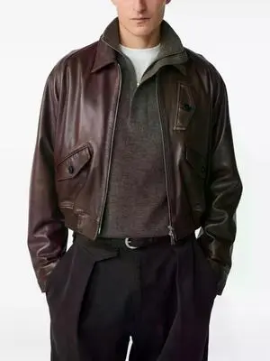 Studio Nicholson Kendal Zip-up Leather Jacket - Red