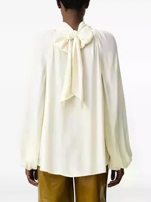 Sisley Bow-detail Pleated Blouse - Neutrals