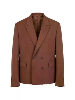 COSTUMEIN Double-breasted Cropped Blazer - Brown