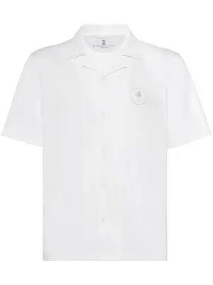 Brunello Cucinelli Logo-print Cotton Shirt - White