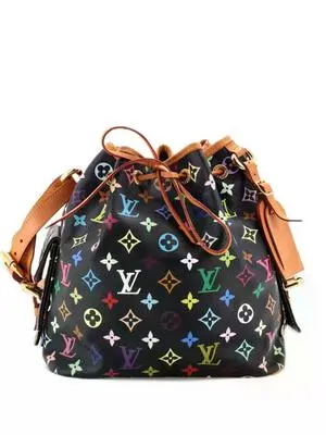 LOUIS VUITTON Petit Noe Handbag Monogram Multicolor Bucket Bag - Black
