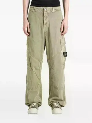 Stone Island 3100038 Mineral-dyed-panama Cotton Loose-fit Cargo Pants With Drawstring Cuffs - Green