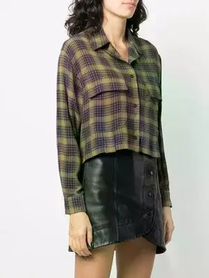 DIESEL® Check-print Wool-blend Cropped Shirt