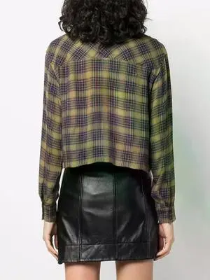 DIESEL® Check-print Wool-blend Cropped Shirt