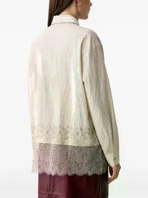 Sisley Lace-trim Pinstripe Shirt