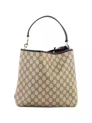 Gucci Gg Emblem Gg Coated Canvas Medium Bucket Bag - Brown