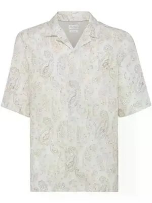 Brunello Cucinelli Paisley-print Linen Shirt - Neutrals