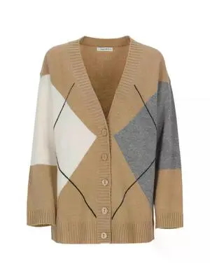 KANGRA Argyle-intarsia V-neck Cardigan