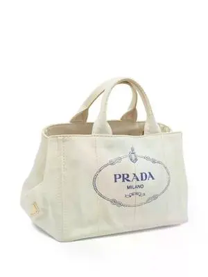 Prada Canapa Logo Tote Bag - Neutrals