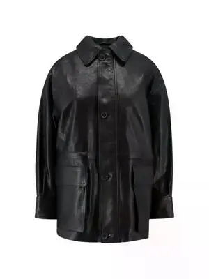 ARMA Maeve Button-up Leather Jacket - Black