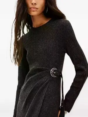 Ba&sh Bamaya Buckle-detail Ribbed-knit Midi Dress