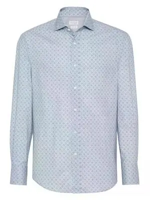 Brunello Cucinelli Geometric-pattern Cotton Shirt