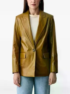 Sisley Peak-lapel Crinkled-finish Blazer - Brown