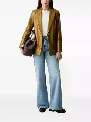 Sisley Peak-lapel Crinkled-finish Blazer