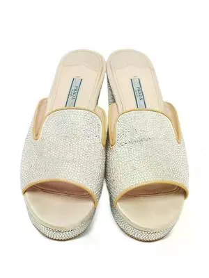 Prada Crystal-embellished Wedge Sandals