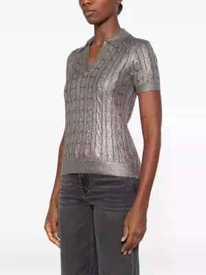 Ralph Lauren Hilean Cable-knit Metallic-effect T-shirt