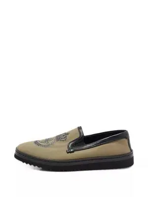 Dolce & Gabbana Embroidered Crest Canvas Sneakers - Green