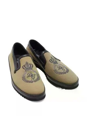 Dolce & Gabbana Embroidered Crest Canvas Sneakers