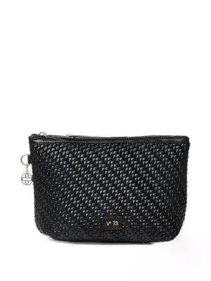 V°73 Woven-design Logo-plaque Pouch - Black